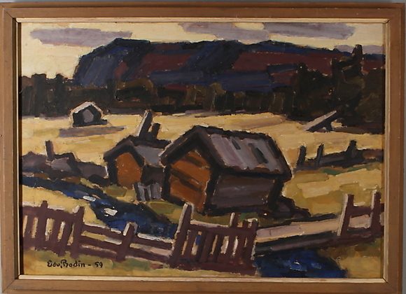 EDVIN BODIN. Landscape with house, oil on canvas, signed and dated -59 ...