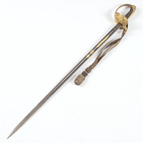 SABEL, m/1859, för officer. Damaskerad klinga, "Fäderneslandet ...