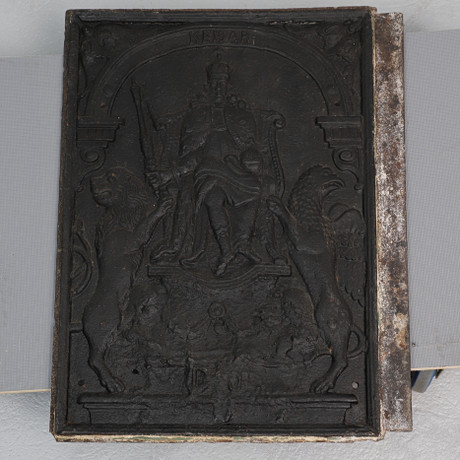 SITTING OVEN PLATE, cast iron, Diö mill, 18th century. "EMPERORS ...