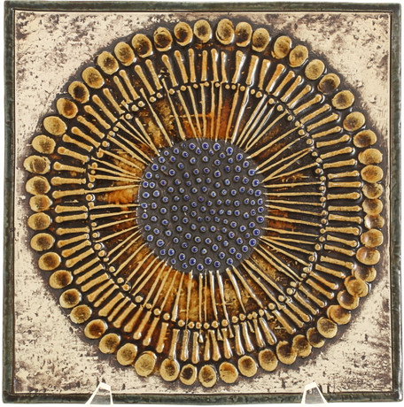 LISA LARSON. Wall plaque, stoneware, "Sunflower", Gustavsberg. Ceramics ...