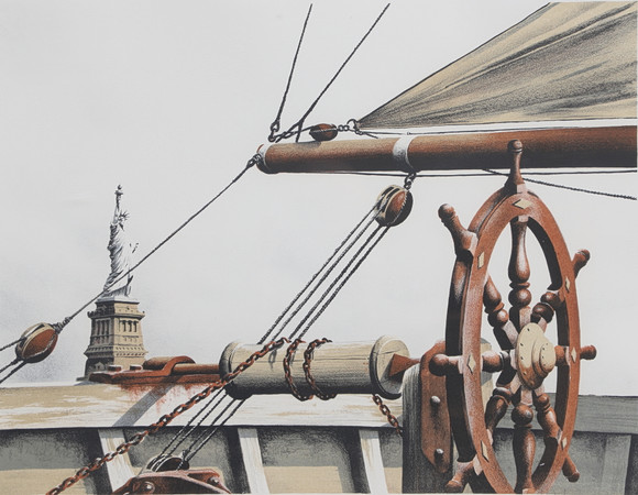 NILS ERIK JOHANSSON. Lithograph, motif from ship, numbered 103/360 ...