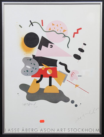 LASSE ÅBERG. Exhibition poster, Ason art Stockholm, signed and dated ...