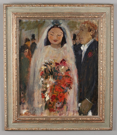 SVEN-ERIK HELLQVIST. Wedding couple, oil on Board, signed and dated -47 ...