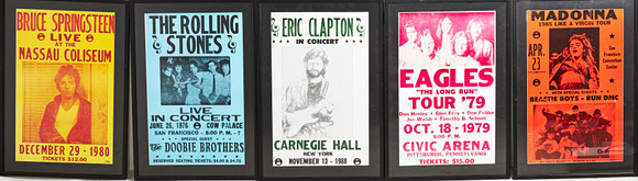 AFFISCHER, 5 st, senare reproduktioner, Eric Clapton, Eagles, Bruce ...