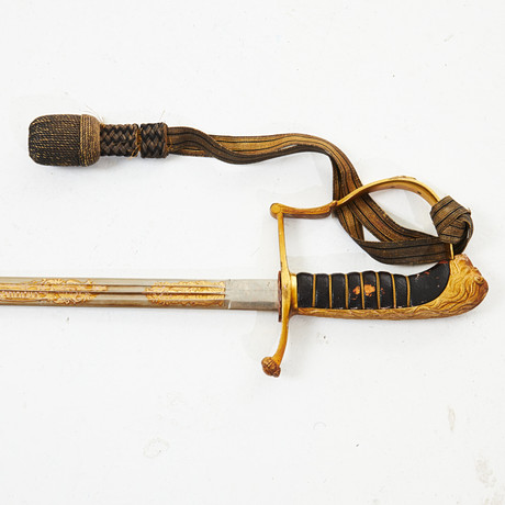 SABEL, svensk, m/1899, för infanteriofficer, klinga med etsad och ...