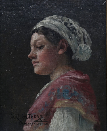 CARL GUTHERZ. Oil on canvas, "A Normandy", Signed, 19th century. Art ...