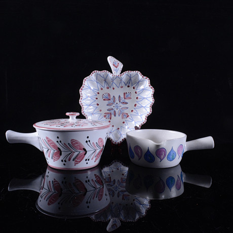 PARTI KERAMIK, 3-delar, bla Laholm, 1900-talets mitt. Keramik & Porslin ...