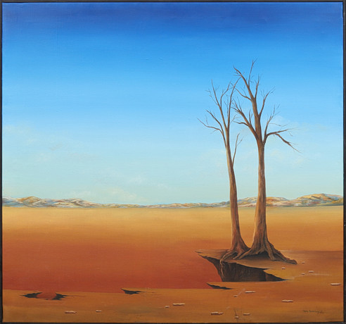 BRITA NORDENBERG. Surrealistiskt landskap, olja på duk, signerad. Konst ...