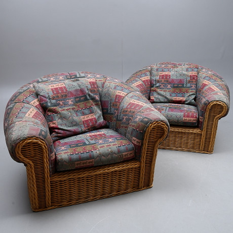 RATTAN ARMCHAIRS, 1 pair, early 2000s. Furniture - Garden - Auctionet
