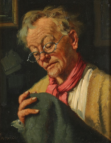 BELA HRADIL. portrait of man, oil on Board. Art - Paintings - Auctionet