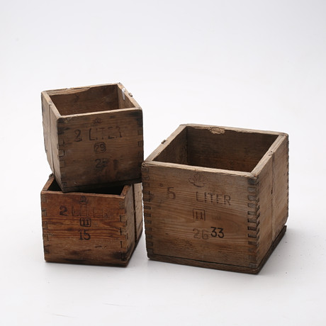 CROWNED MEASURES, 3 pcs, 2-5 litres. Swedish Folk Art - Bowls & Boxes ...