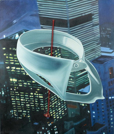 CHRISTINE O´KEEFE, (contemporary) City collar, oil/collage on canvas ...