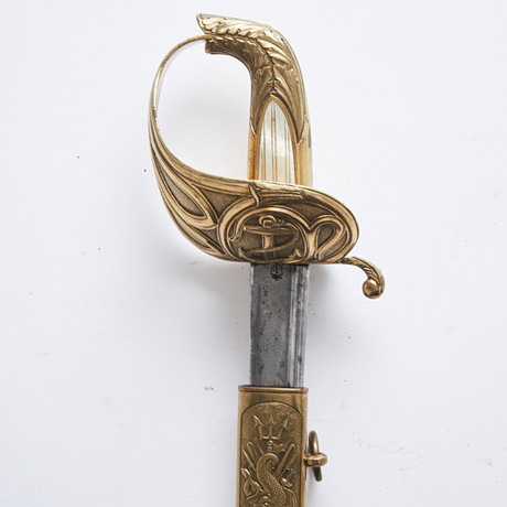 SABEL, danés, modelo 1849, para oficial naval, montura de latón con ...