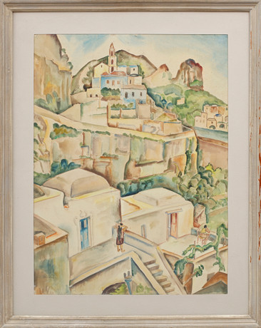 ULRICH NEUJAHR. Sydländskt landskap, akvarell, signerad och daterad -31 ...