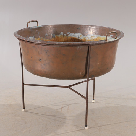 BALJA MED BENSTÄLLNING, koppar, 1900-tal. Silver & Metall - Tenn ...