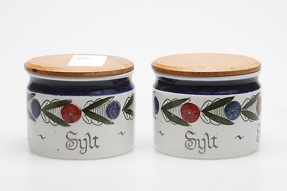 SYLTBURKAR, 2 st, flintgods, "Dalom", Rörstrand. Keramik & Porslin ...