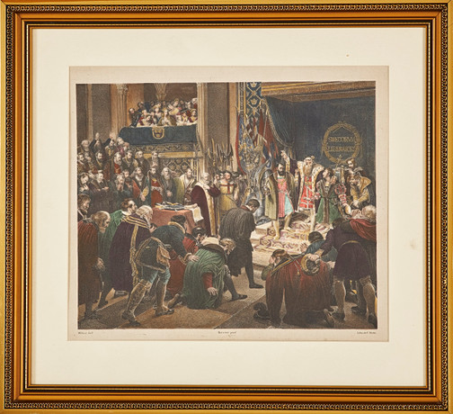 COLOR LITHOGRAPHY, motif with Gustav Vasa, second half of the 19th ...