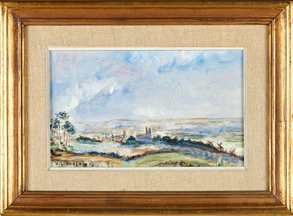 JACK LINDBLOM. "Landscape Brittany", landscape motif, oil on Board ...