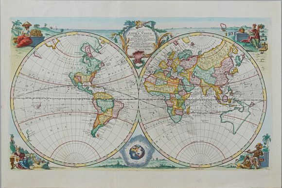 BOWEN'S WORLD MAP. A new and accurate map of all the known world, 1747 ...
