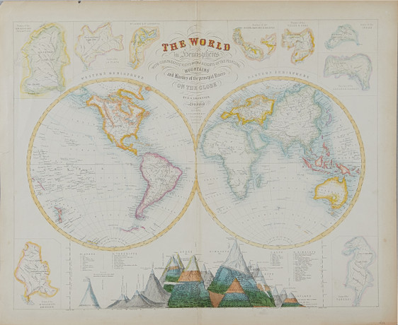 SWANSTON'S WORLD MAP. The world in hemispheres, 1872. Böcker, Kartor ...
