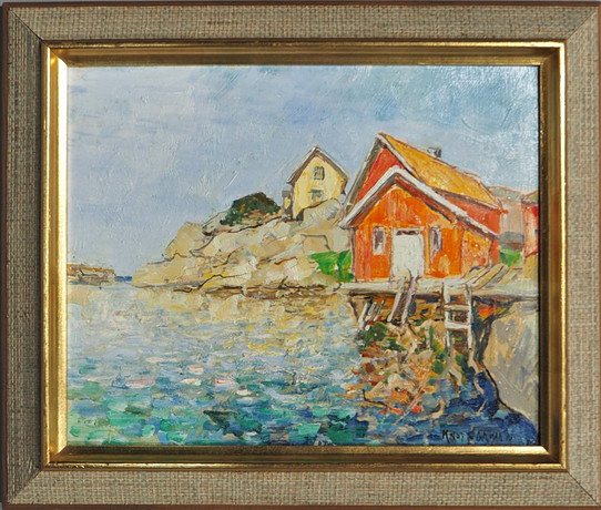 KNUT NORMAN. oil on Board, coastal motif, Bohuslän, signed. Art ...