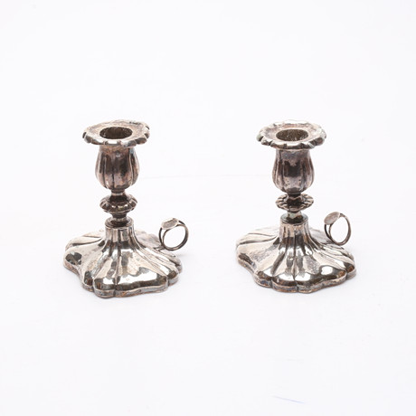 CANDLESTICKS, a pair, similar, neo-rococo, Finland, 19th century, total ...
