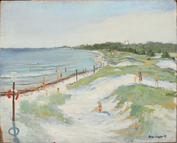 ARTHUR NILSSON (1906-1992). Motif from the beach at Falsterbo, oil on ...