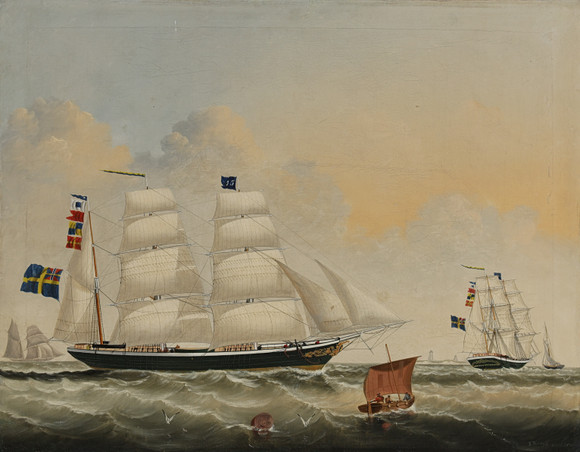 BENJAMIN TINDALL OF HULL (1812-1893) ship at sea, oil on canvas. Art - Paintings - Auctionet