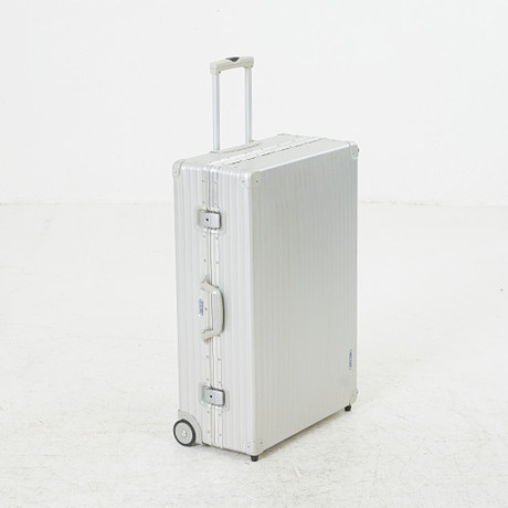 RIMOWA, suitcase, aluminum, interior with gray textile lining. Vintage ...