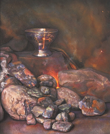 TONY WARREN. Fireplace, print on canvas no. 35/100, signed. Art ...