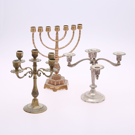 KANDELABRAR, 3 st, 1900-tal. Belysning & Lampor - Ljusstakar - Auctionet