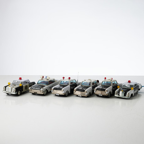 POLIS MODELLBILAR, 6 st, 1960-70-tal, bestående av 4 Opel Kadett från ...