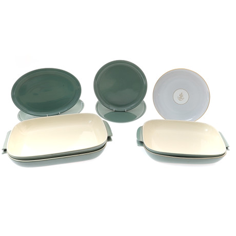 THREE PAIRS OF DENBY MANOR GREEN SERVING DISHES. Ceramics & Porcelain ...