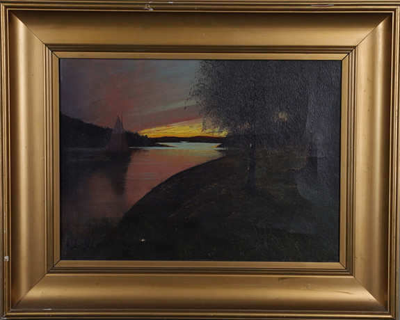 EDVARD ROSENBERG. Oil on canvas, "Stockholm archipelago after rain ...