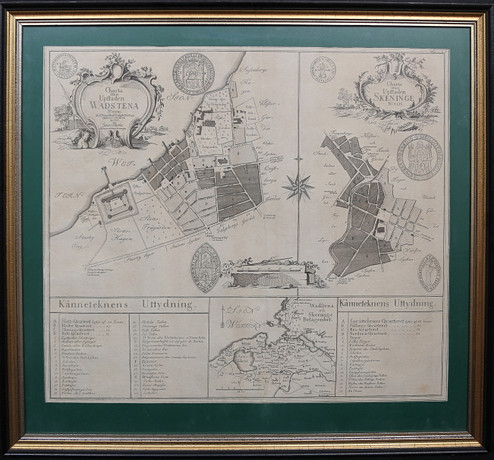 KARTA, Charta Öfwer Wadstena och Skeninge, Jonas Brolin 1769. Böcker ...