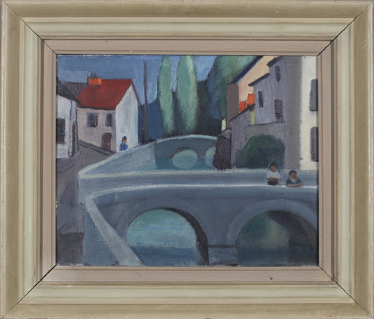 BIRGER SIMONSSON. Oil on canvas, "The Bridges", signed b. Simonsson ...