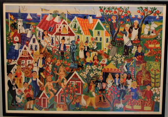 GUNILLA MANN. POSTER after oil painting "harvest festival in the apple ...