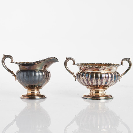 CREAM POT, SUGAR BOWL, silver, weight 225 grams. Silver & Metals ...