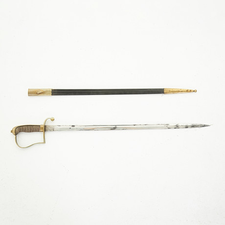 SABEL, Danish, circa 1900, brass hilt with rolling pin covered in shark ...