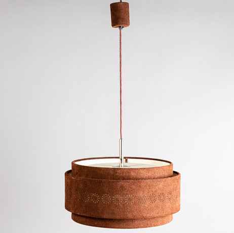 Suspended lamp made of brown suede. Lighting & Lamps - Ceiling lights ...