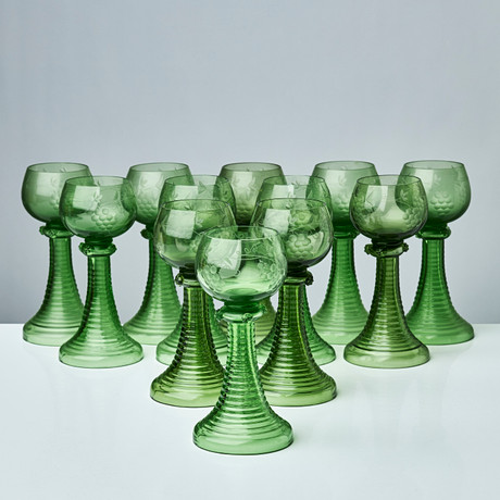 STRAP, 12 pcs, 1900s, green glass pulp. Glass - Utility glass - Auctionet