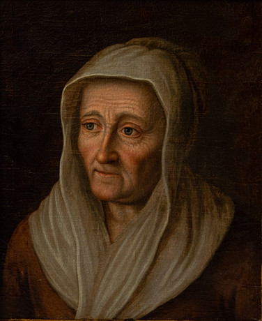 BALTHASAR DENNER (1685-1749), NACHFOLGE. Porträtt av en äldre dam ...