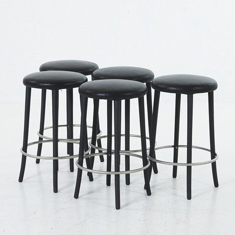 JONAS BOLIN. Bar stools, 5 pcs, "Piruett", Gemla, marked under the seat ...