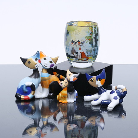 ROSINA WACHTMEISTER. Figuriner samt ljuslykta, porslin/glas, Fyrklövern, Goebel. Keramik ...