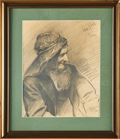 BROR HILLGREN. Attributed to. Portrait, pencil, signed B. Hillgren ...