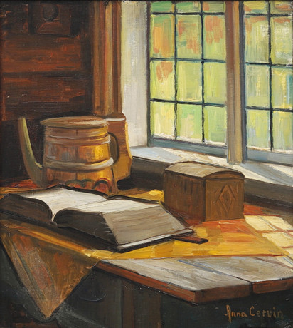 ANNA CERVIN (1878-1972). Still life, oil on Board, signed. Art ...