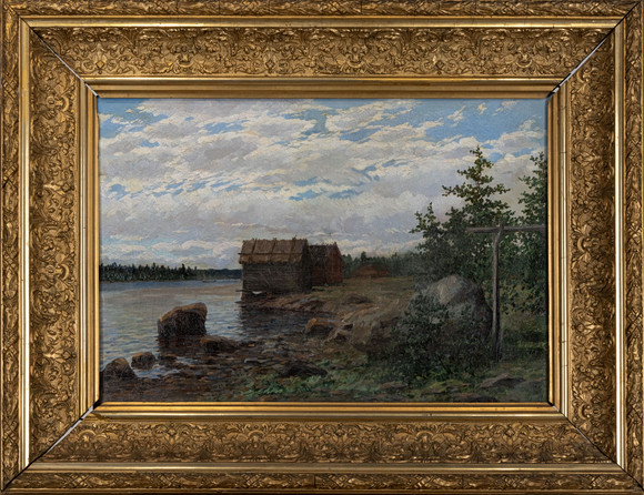 THURE SUNDELL. Sommarvy i skärgården, signerad, olja på duk. Konst ...