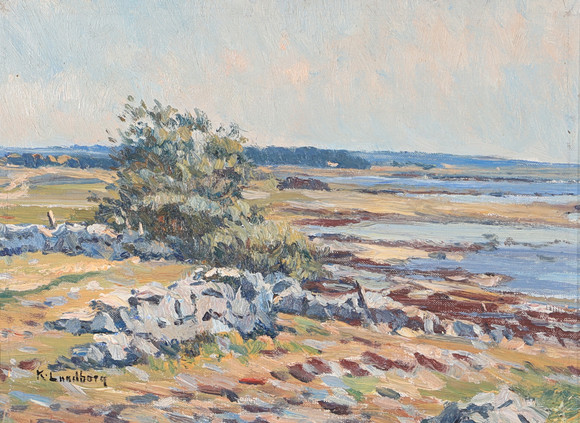 KARL LUNDBORG. Coastal scene, oil on Board, signed K. Lundborg. Art ...