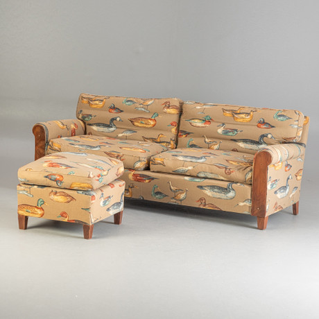 Sofa with footstool, upholstery with duck motif. Furniture - Sofas ...