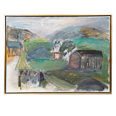 MAJ ARNELL. Oil on canvas. signed M A. "Small Farms". Art - Paintings ...